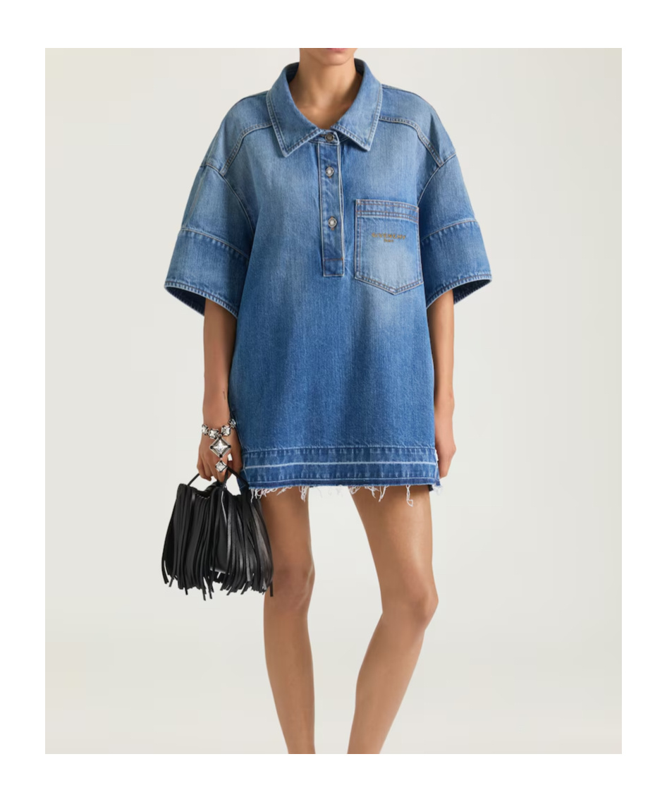 GIVENCHY Givenchy Short Cocoon Shirt Dress in Denim